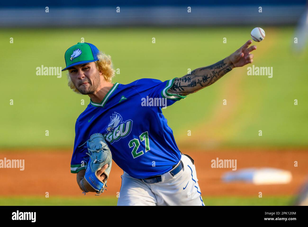 Florida Gulf Coast pitcher Chase Kriebel throws the ball from the mound ...