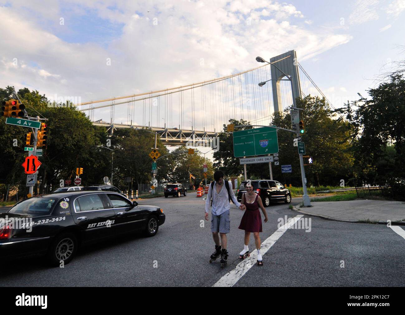 The Verrazzano bridge as seen from the Bay Ridge Promenade in Brooklyn ...
