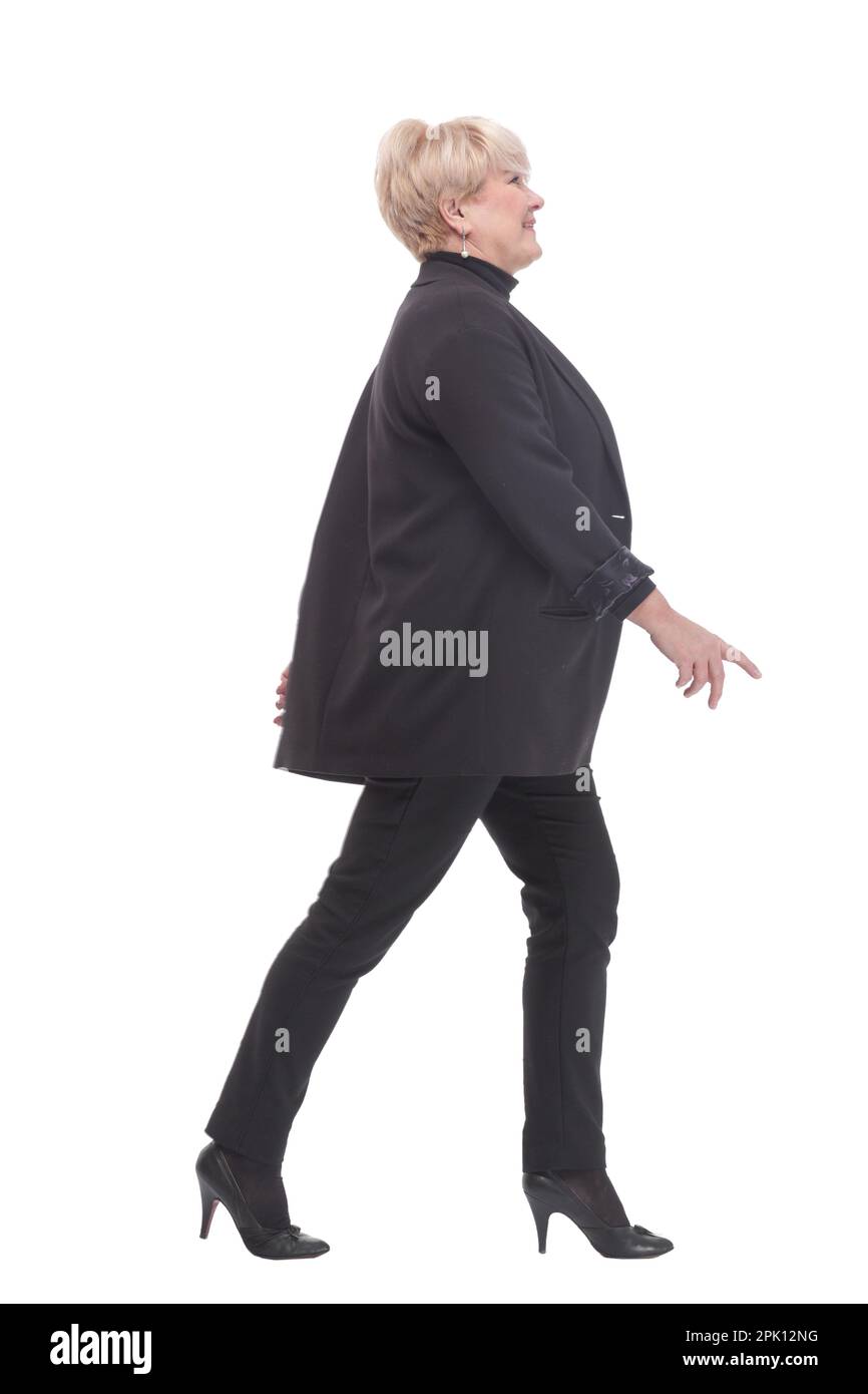 in full growth.confident business woman striding forward Stock Photo ...