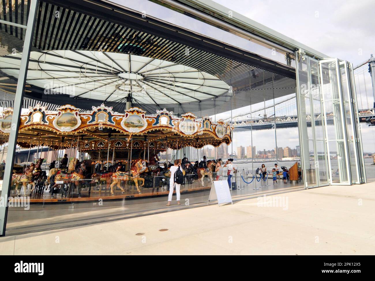 Jane's Carousel at the Brooklyn bridge park, New York City, USA Stock ...