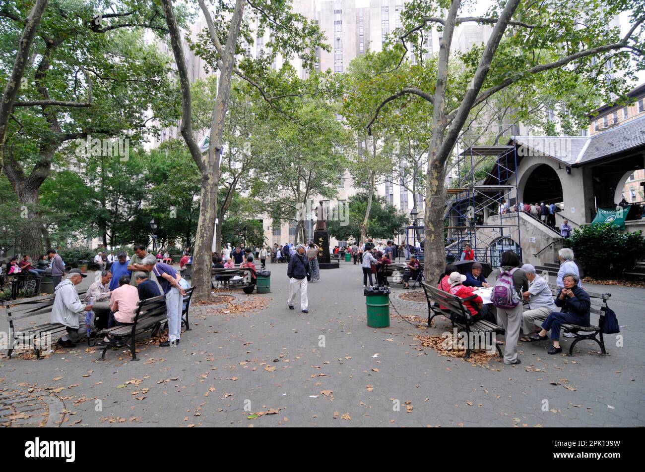 Dr. Sun Yat-Sen Plaza at the Columbus park in Chinatown, Manhattan, New ...