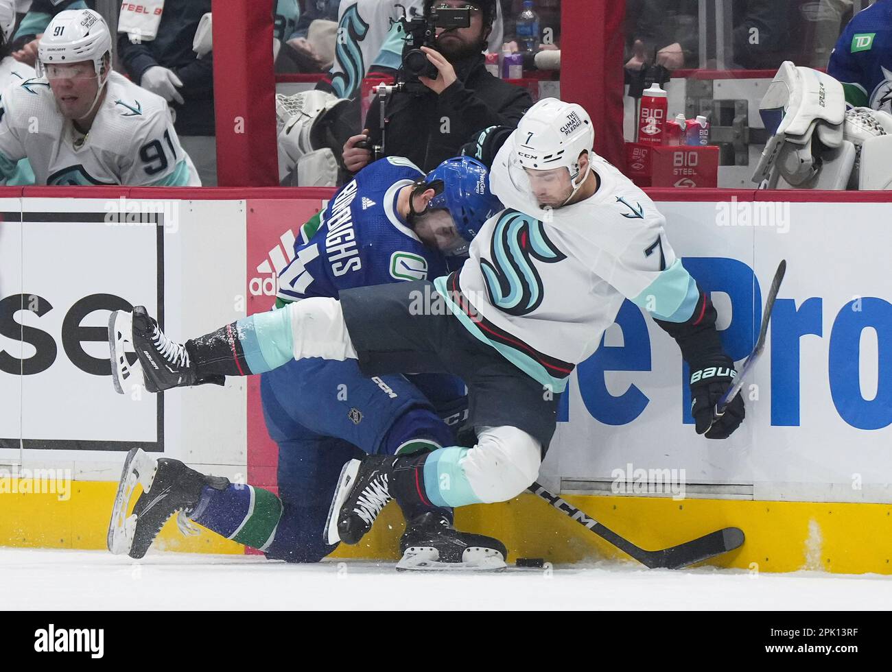 Seattle Kraken's Jordan Eberle (7) and Vancouver Canucks' Kyle ...
