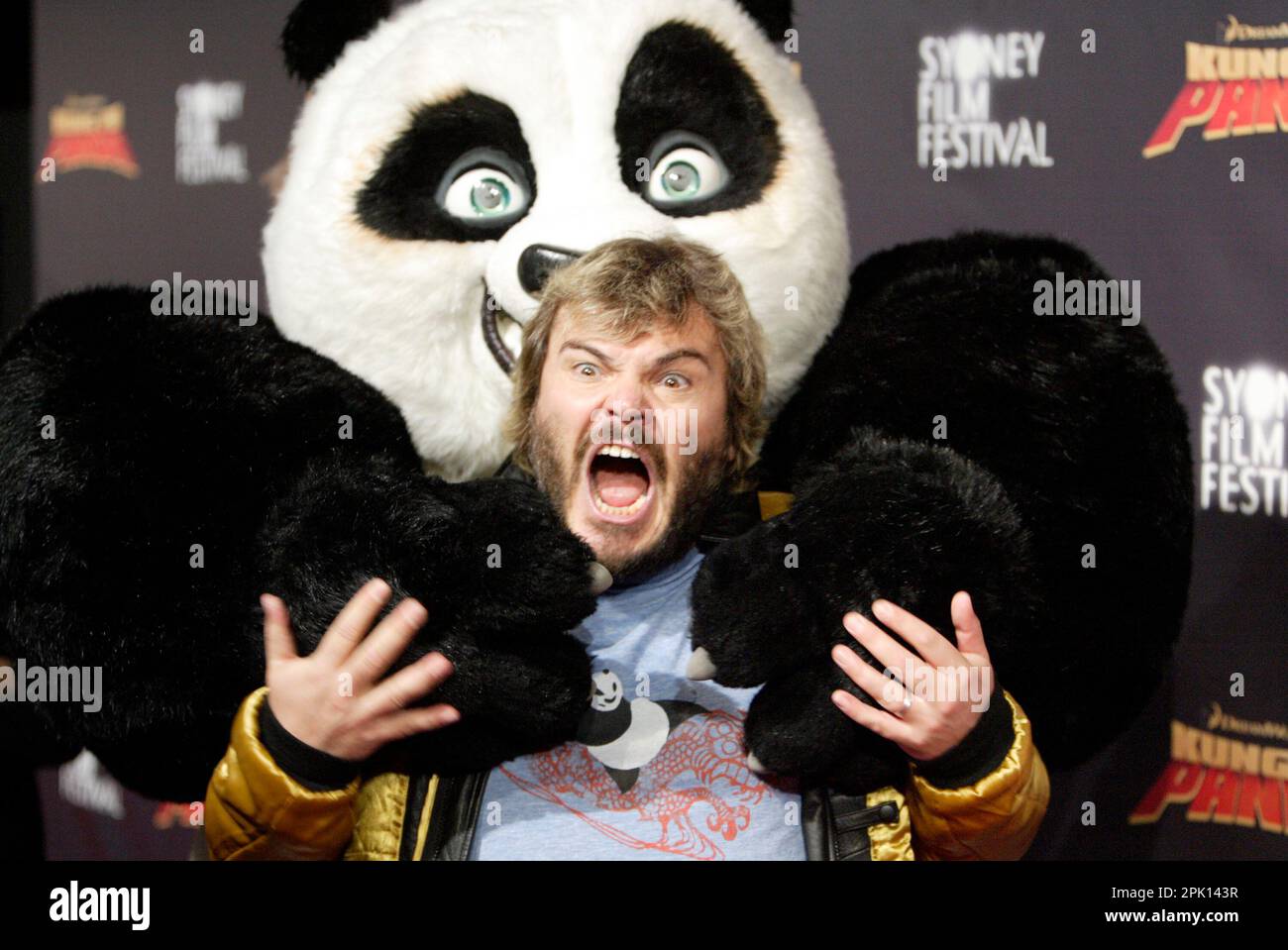 Jack Black and Po the Panda The premiere of Kung Fu Panda at the State ...