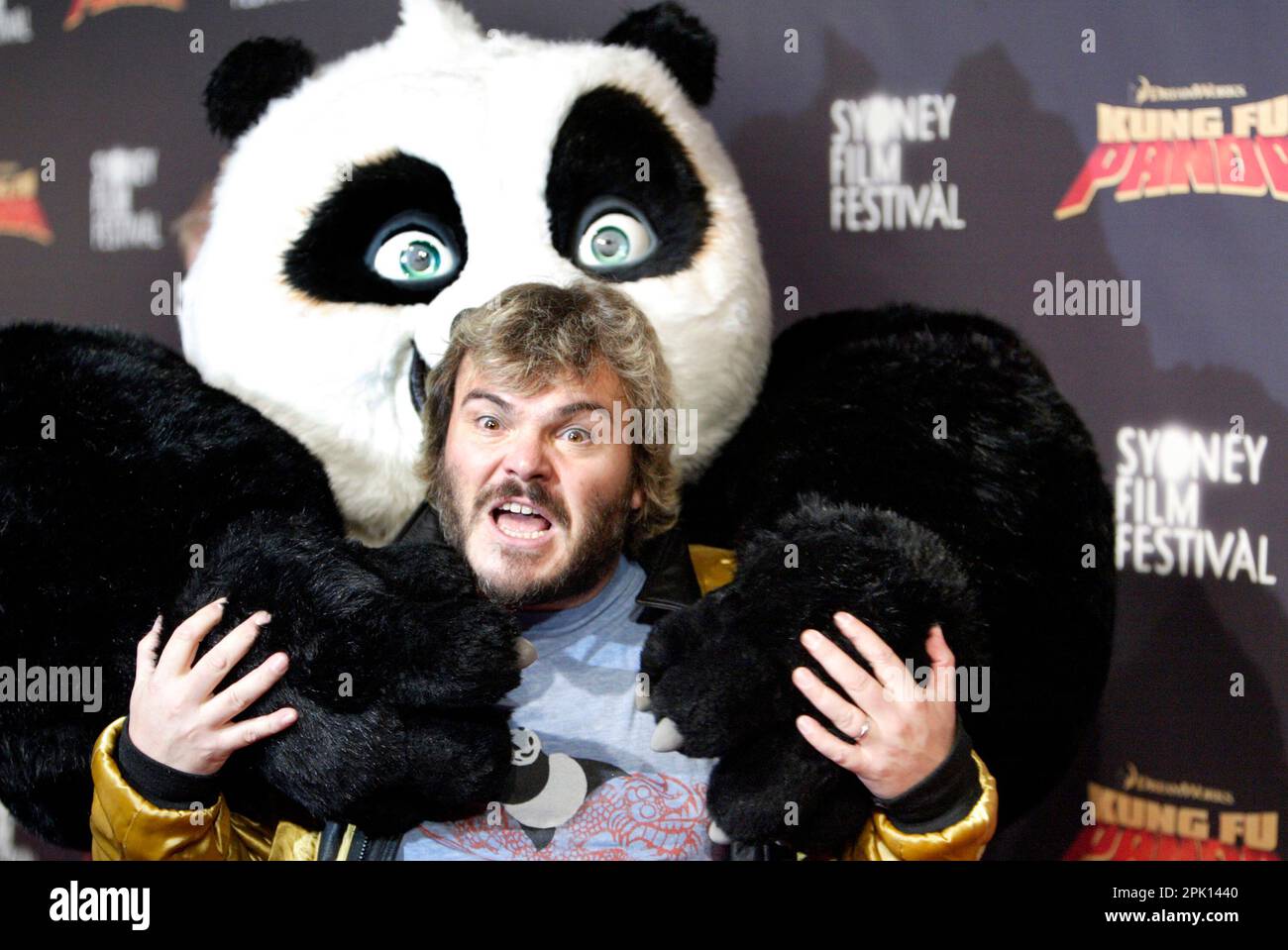 Jack Black and Po the Panda The premiere of Kung Fu Panda at the State ...