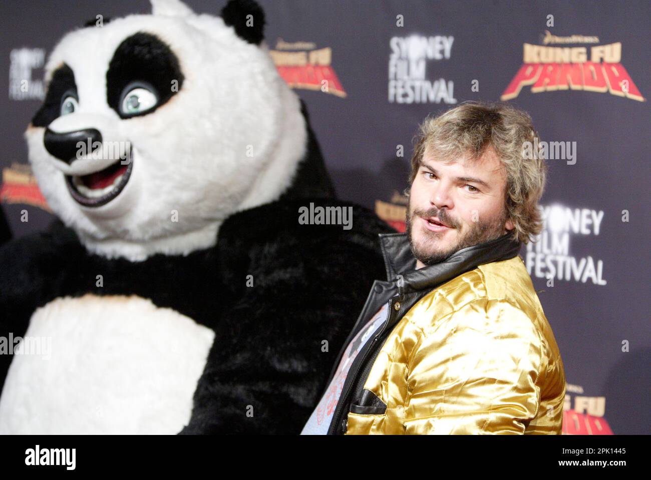 Jack Black and Po the Panda The premiere of Kung Fu Panda at the State ...