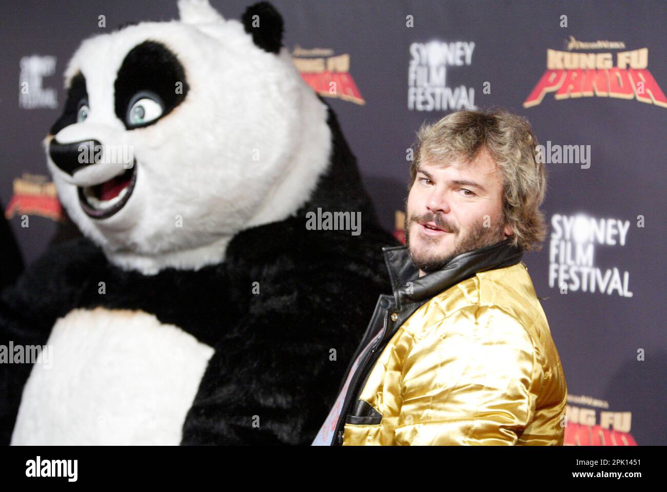 Jack Black and Po the Panda The premiere of Kung Fu Panda at the State ...