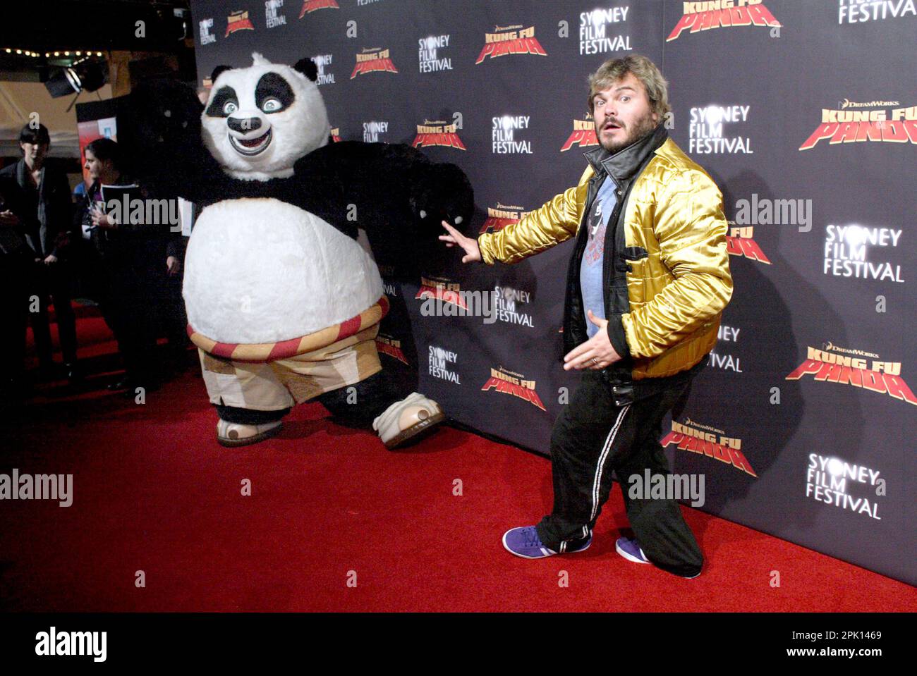 Jack Black and Po the Panda The premiere of Kung Fu Panda at the State ...