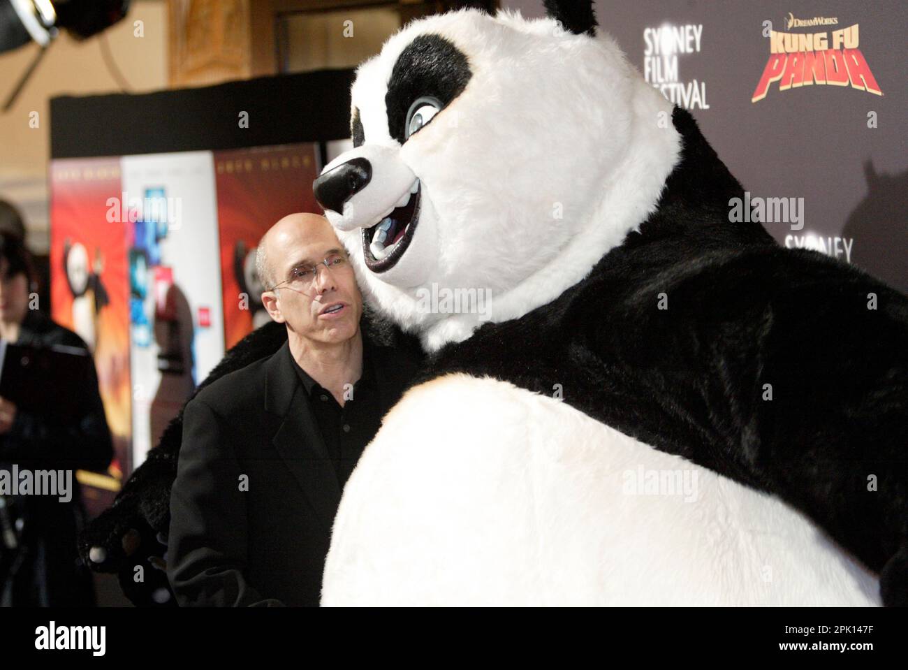 Jeffrey Katzenberg and Po the Panda The premiere of Kung Fu Panda at ...
