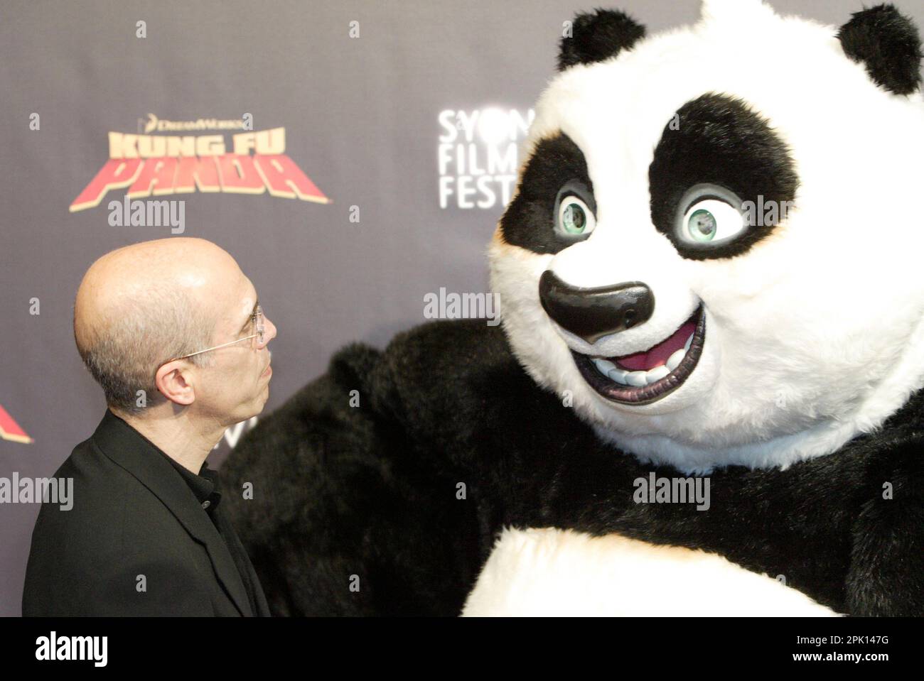 Jeffrey Katzenberg and Po the Panda The premiere of Kung Fu Panda at ...