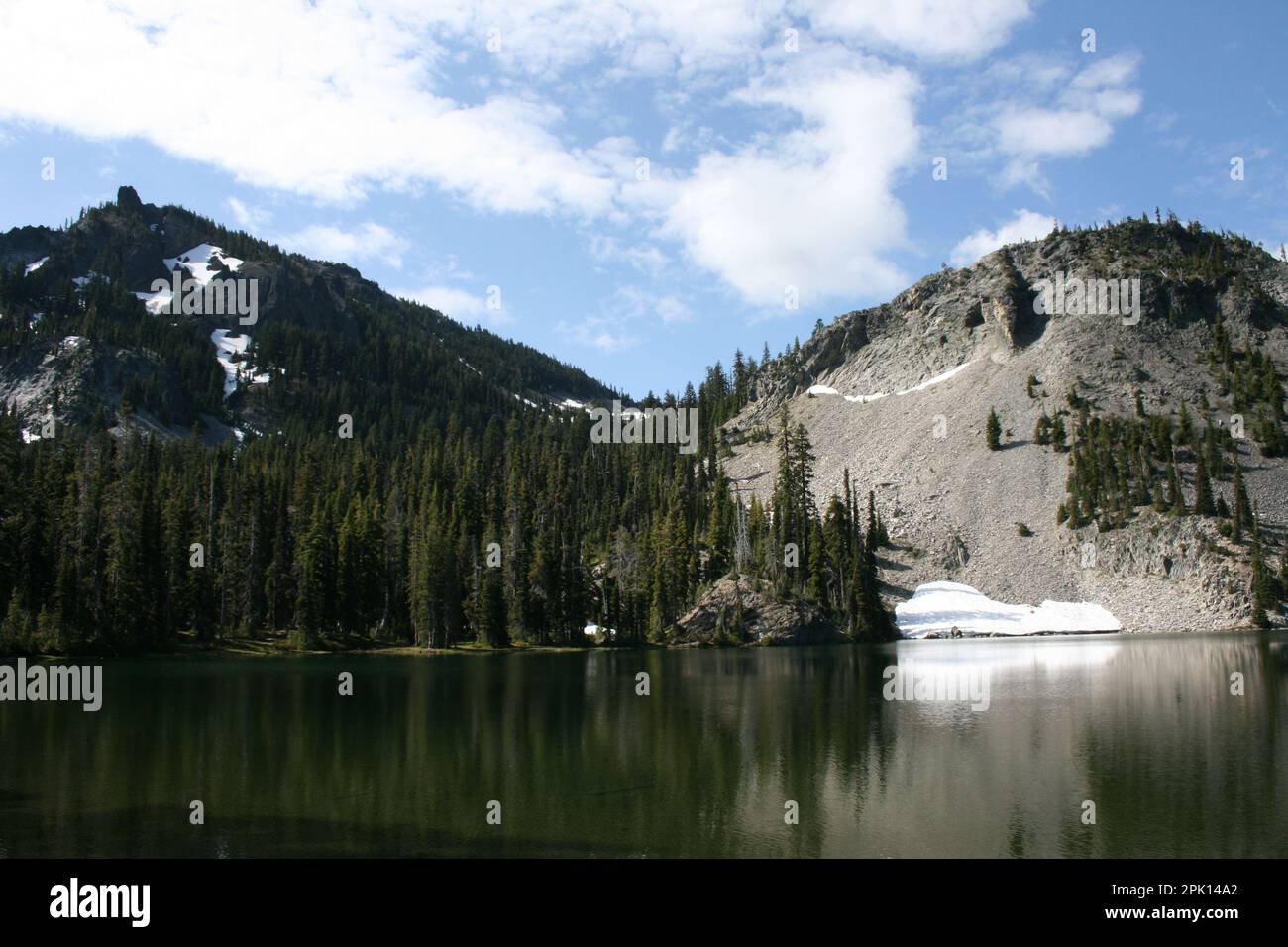 Devils peak from Cliff Lake off the PCT in the seven lake wilderness in ...