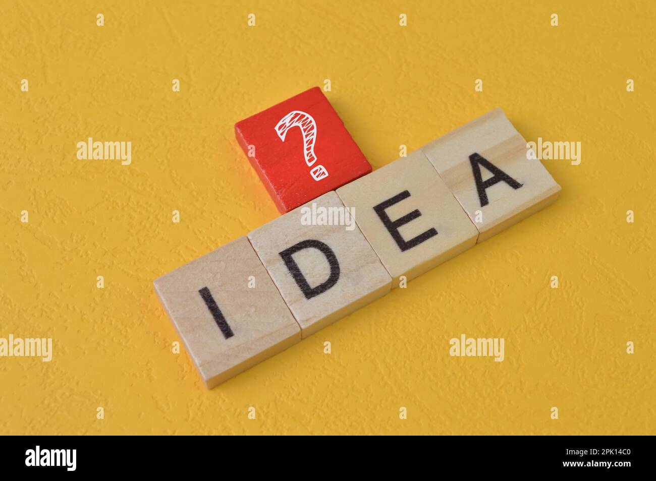 Square letters with text IDEA and question mark symbol Stock Photo - Alamy
