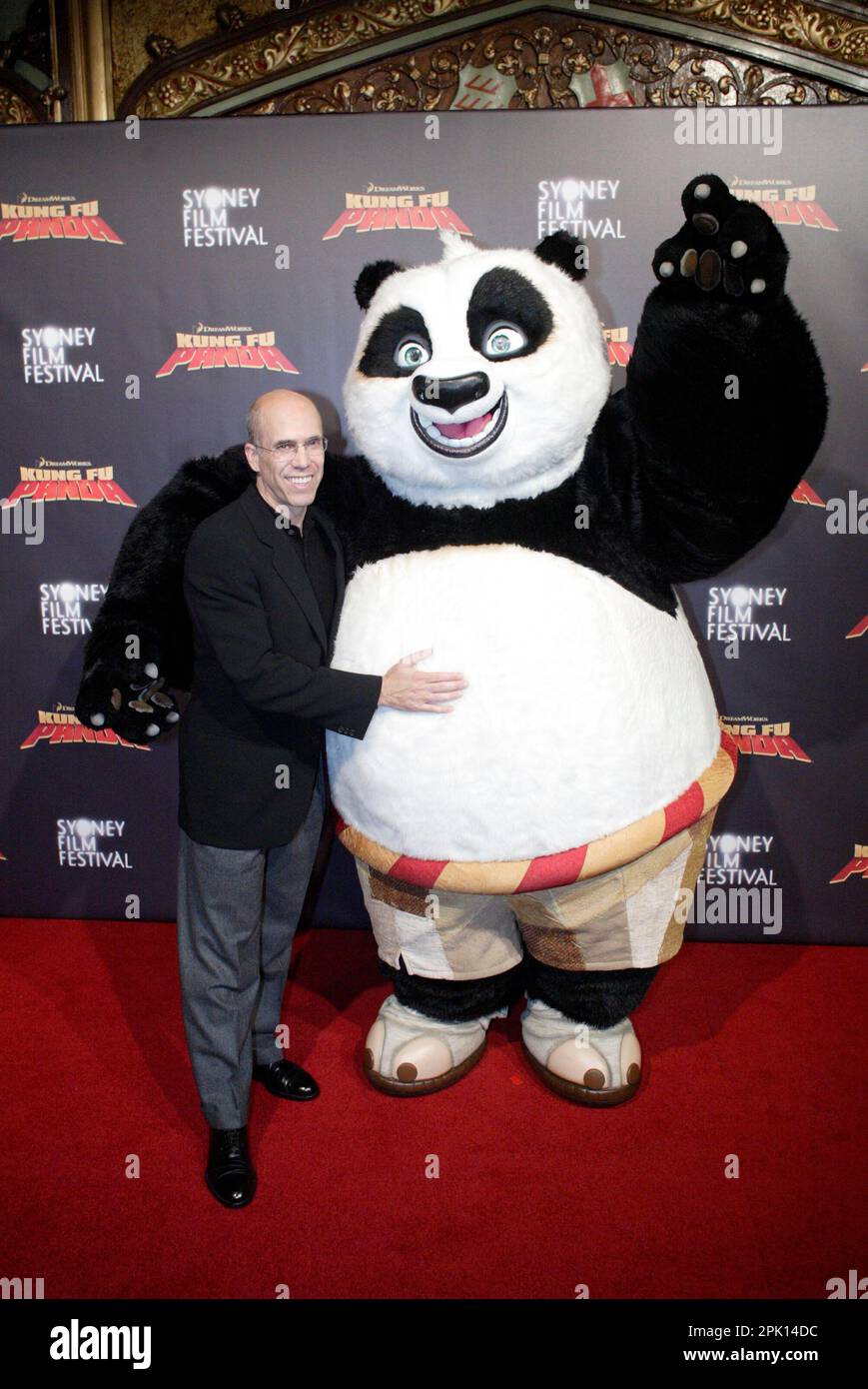Jeffrey Katzenberg and Po the Panda The premiere of Kung Fu Panda at ...