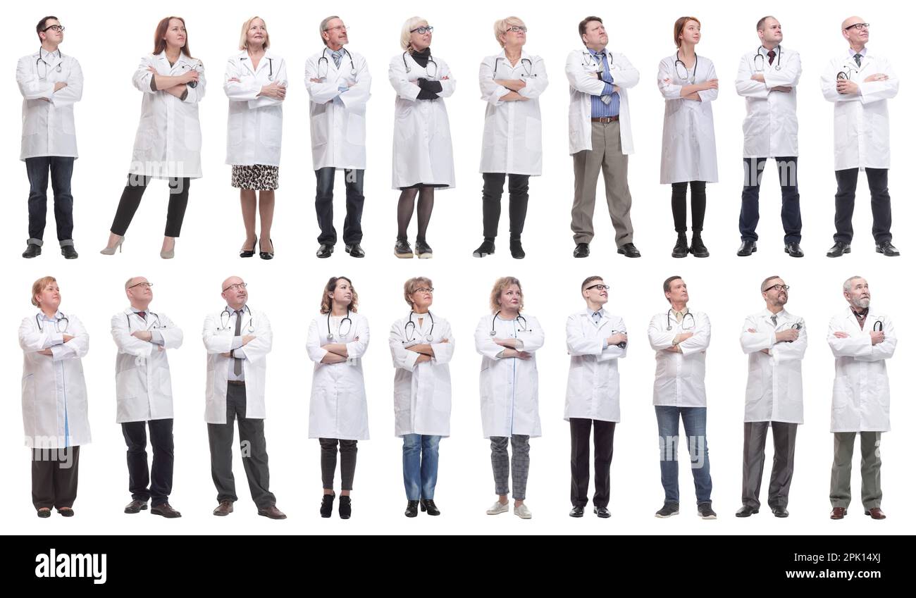 group of doctors standing in full length isolated on white Stock Photo ...