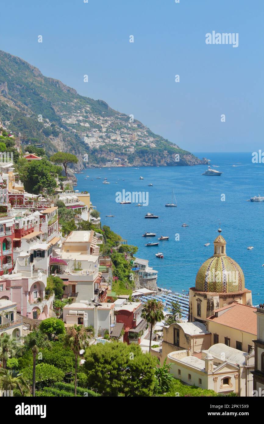 Amalfi coast view from the cliff with water and landscape Stock Photo ...