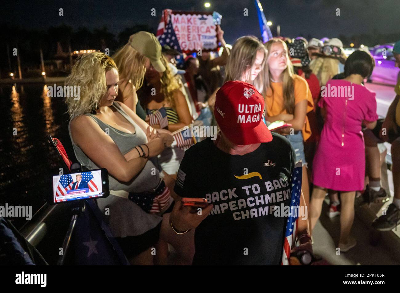 West Palm Beach, Florida, USA. 4th Apr, 2023. Supporters of President ...