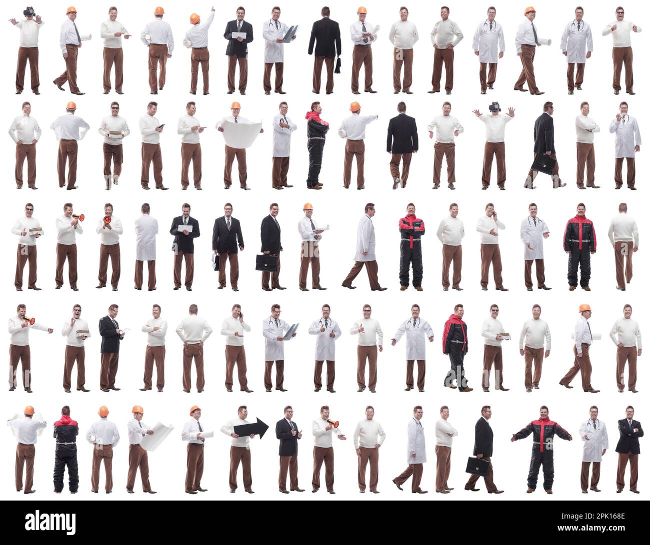 collage of a man in full growth displaying many professions and ...