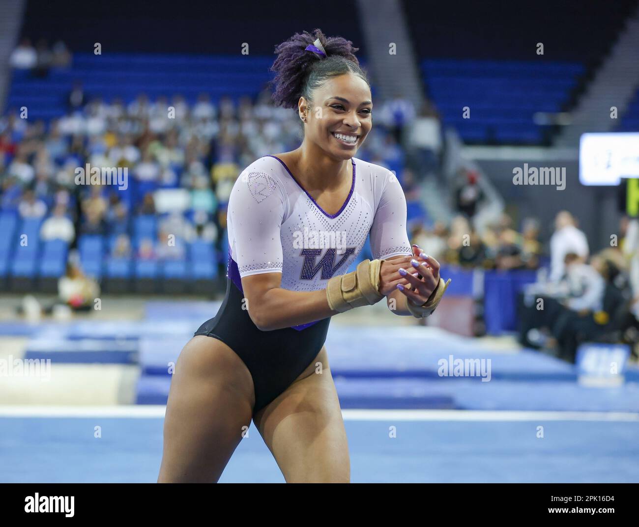 April 1, 2023: Amara Cunningham smiles after finishing her floor ...