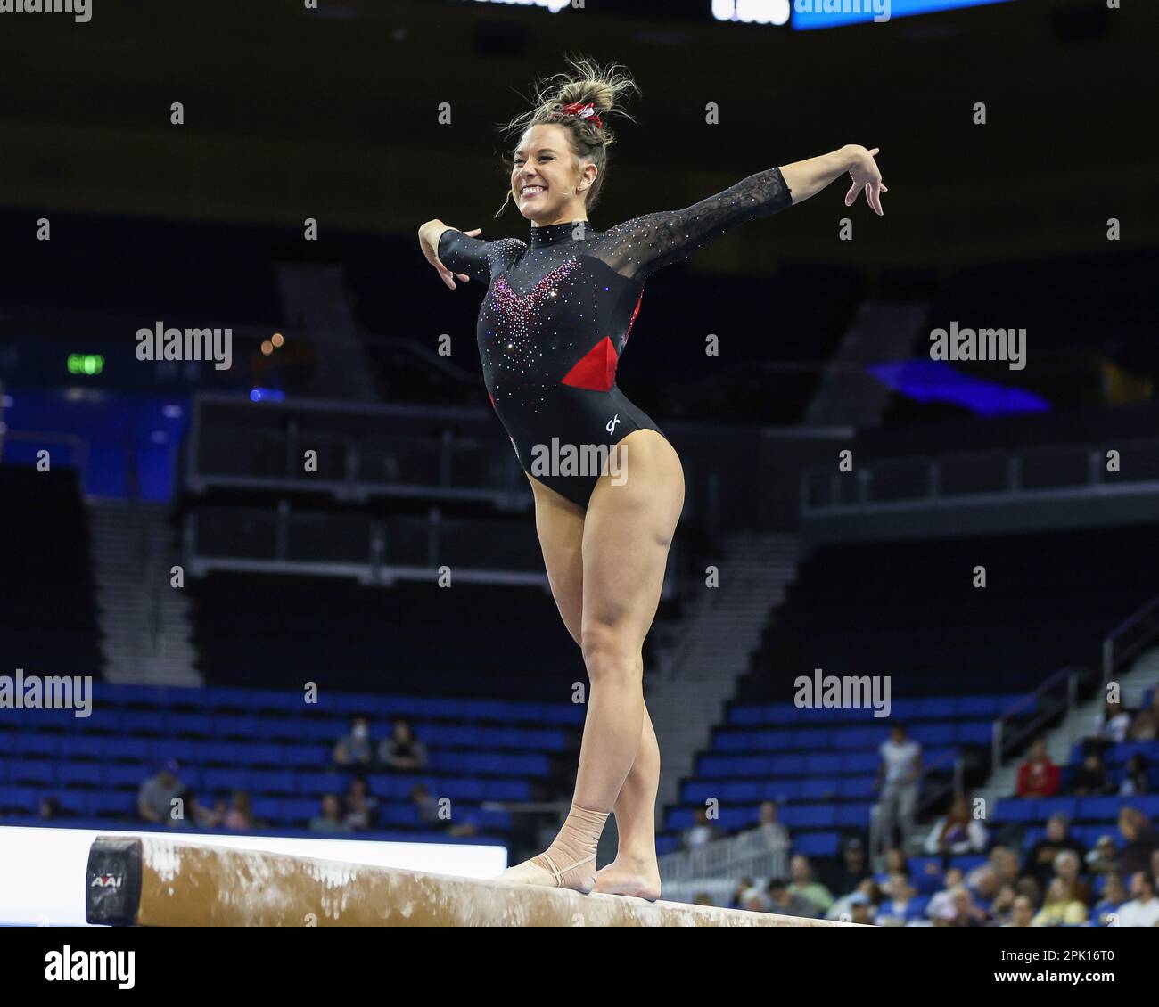April 1, 2023: Utah's Jaylene Gilstrap smiles during her beam routine ...