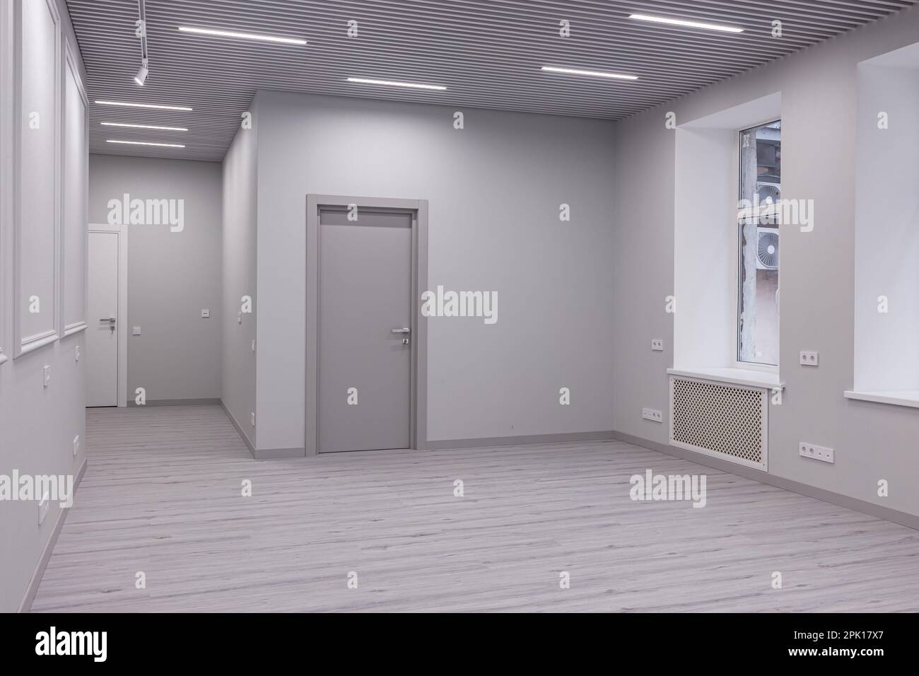 New empty office after renovation without furniture and computers Stock ...