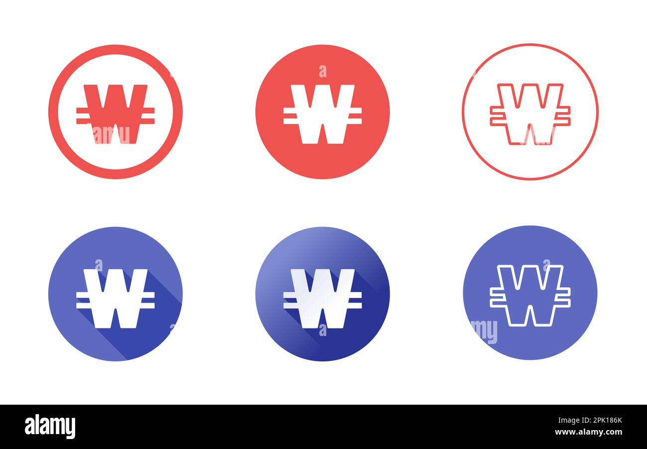 Korean Won Symbol Icon Set Stock Vector Image & Art - Alamy