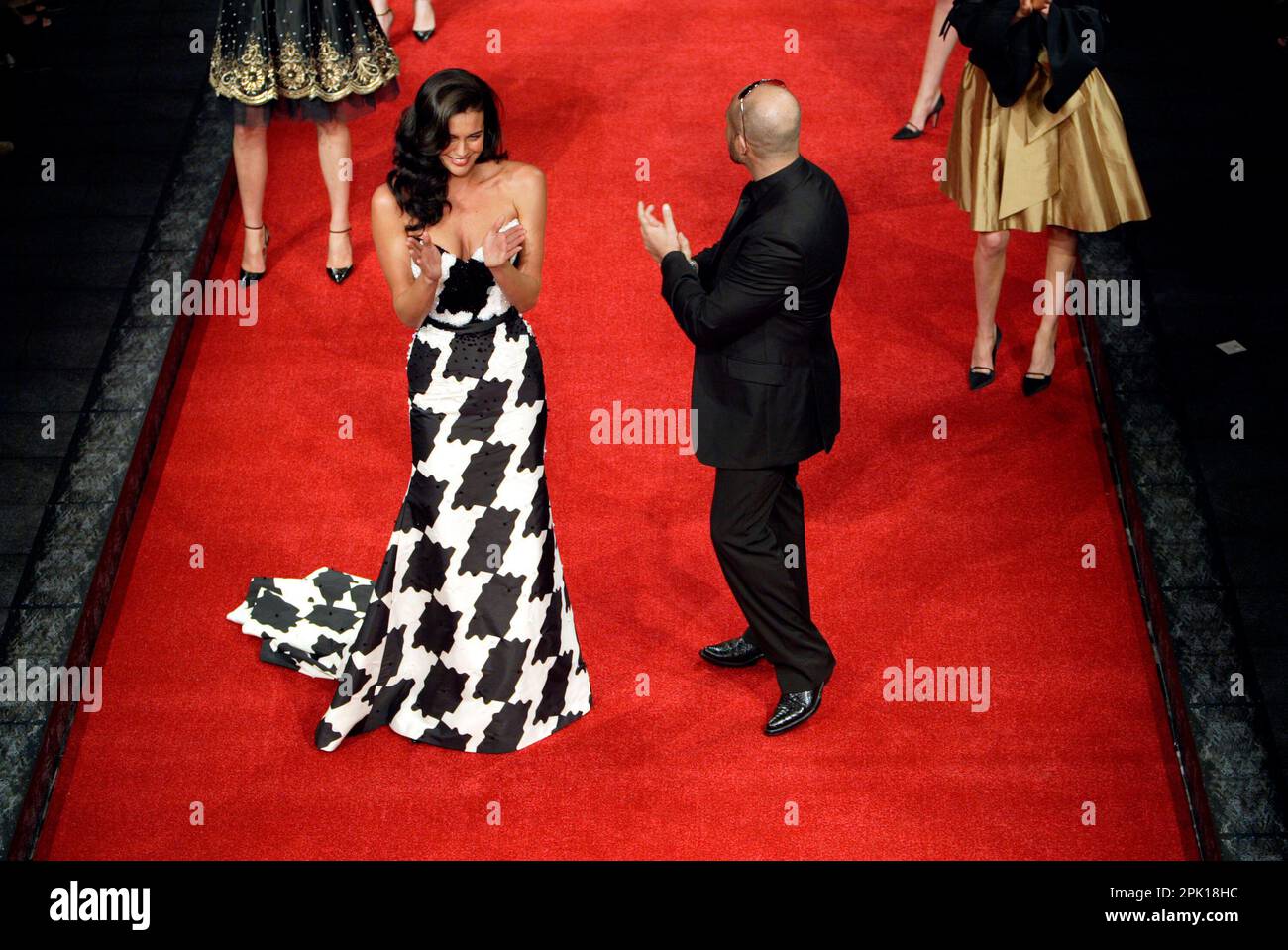 Megan Gale and designer Alex Perry at the David Jones department store ...