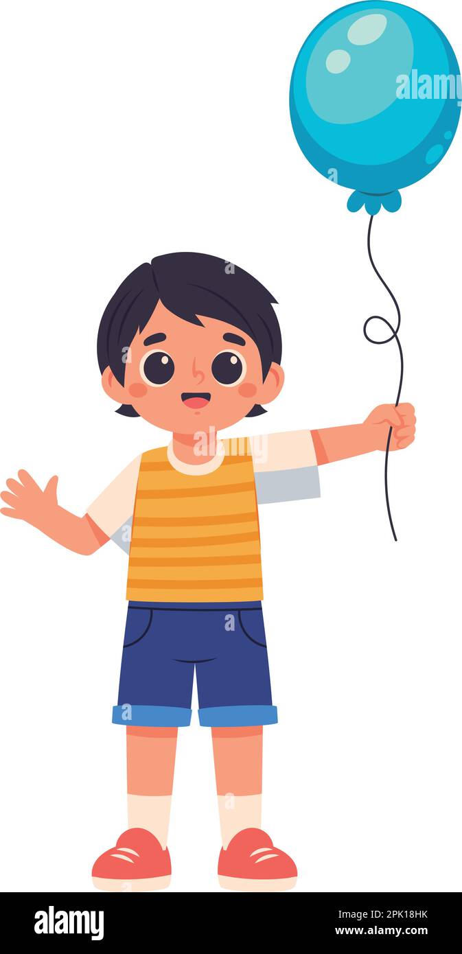 Cute boy holding balloons Stock Vector Image & Art - Alamy