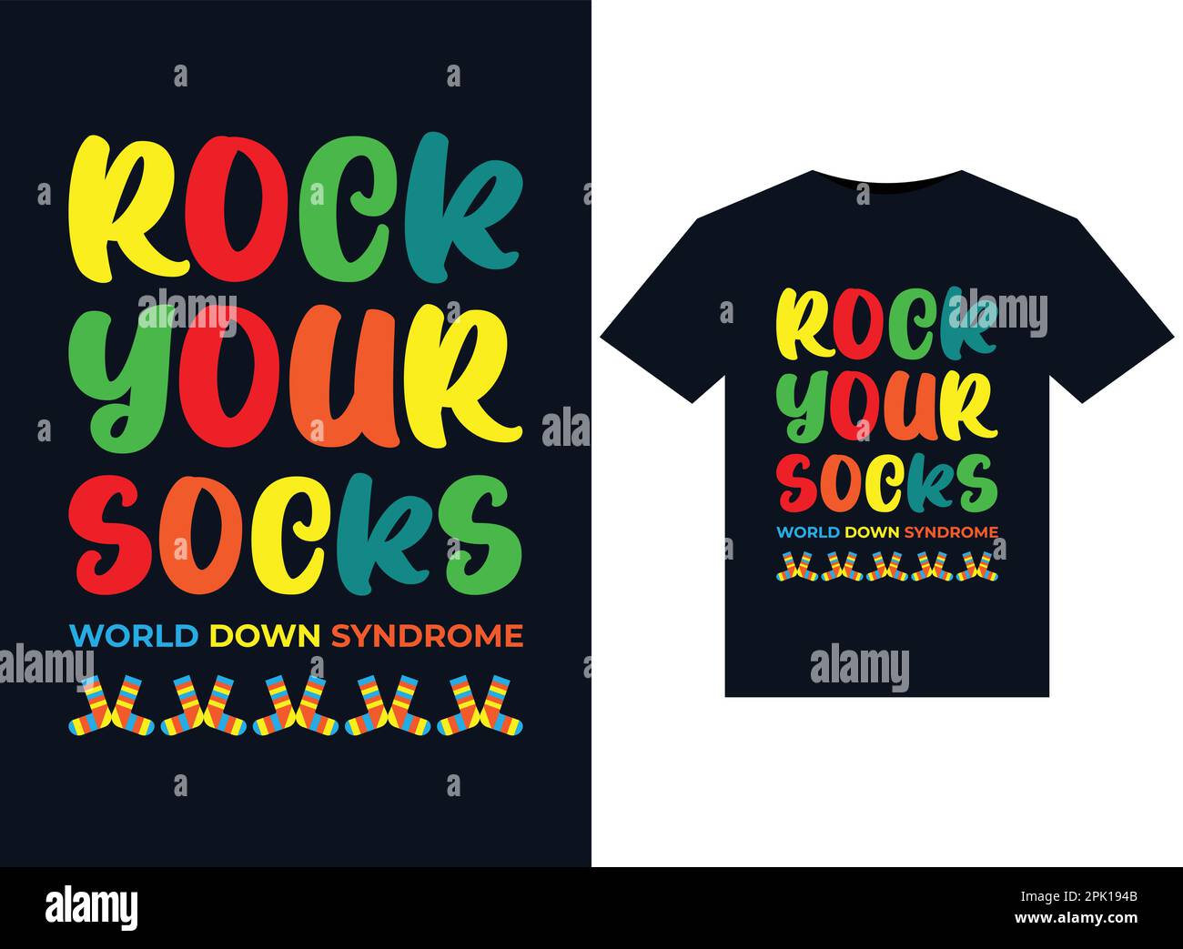 Rock Your Socks World Down Syndrome illustrations for print-ready T ...