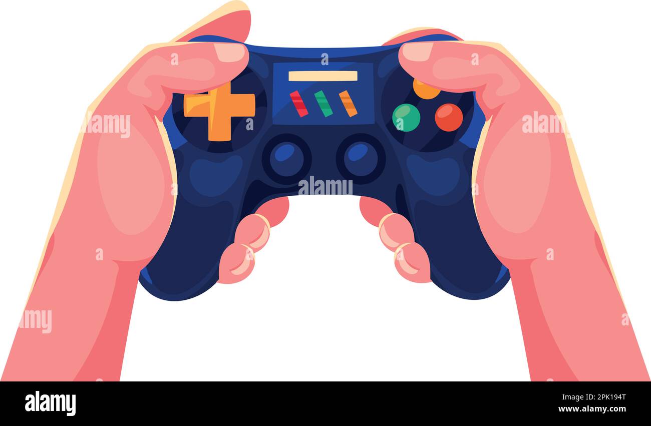 Hands holding joystick on Stock Vector Images - Alamy