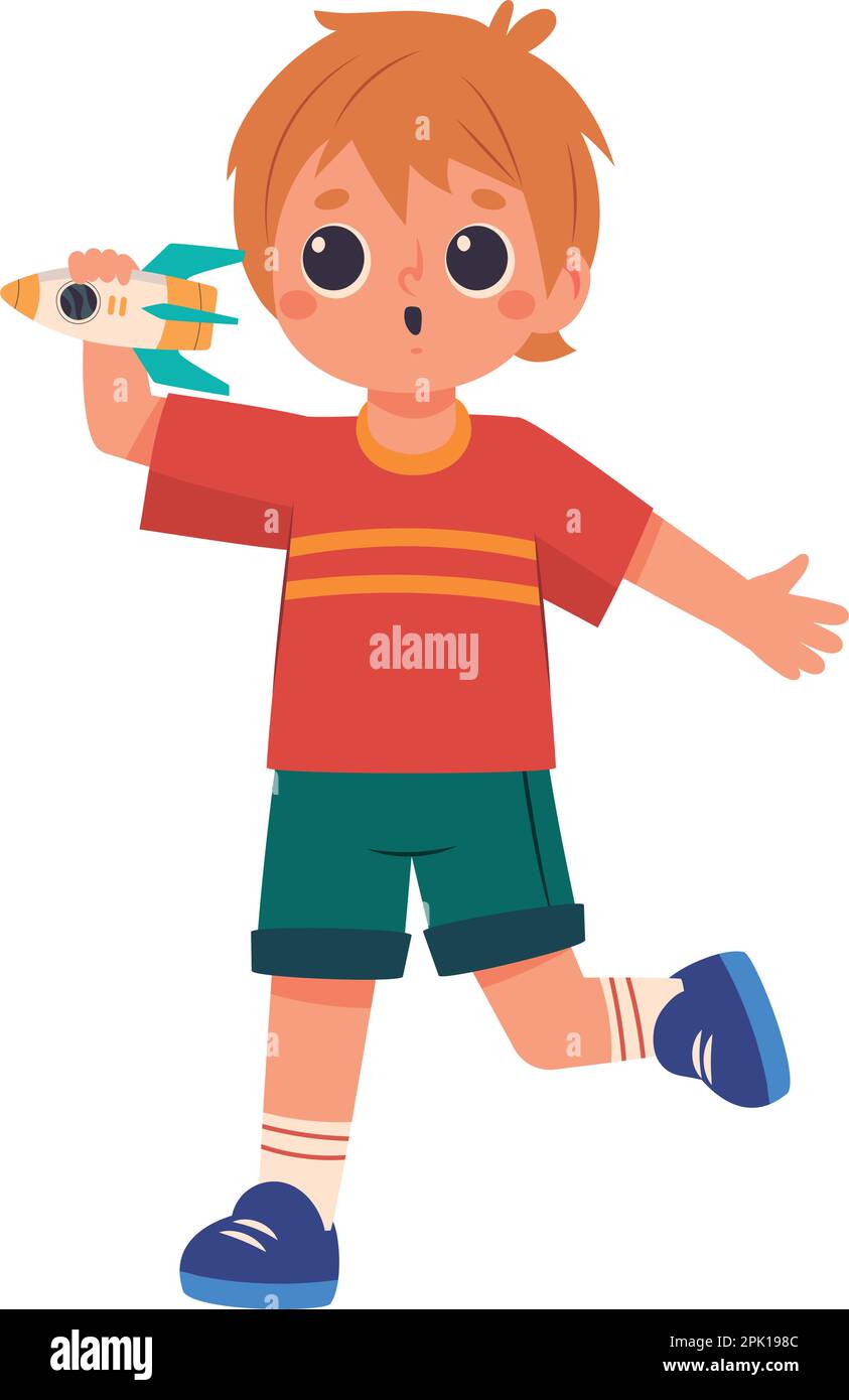 Boy playing with spaceship Stock Vector Image & Art - Alamy