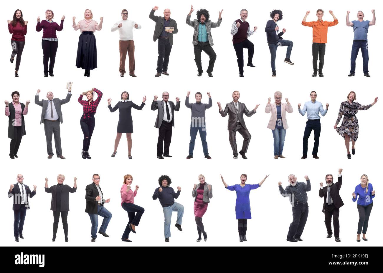 collage of people joyful energetic full length isolated Stock Photo - Alamy