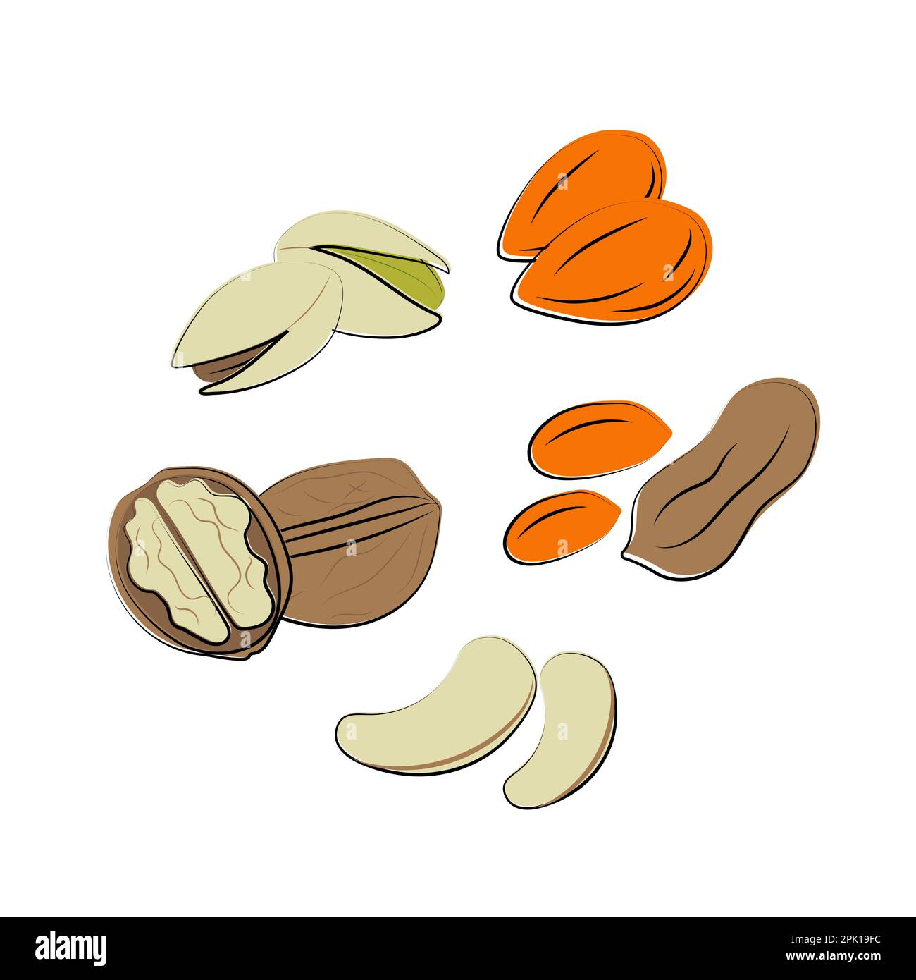 Nuts pistachio almond walnut cashew peanut collection, peanutisolated ...