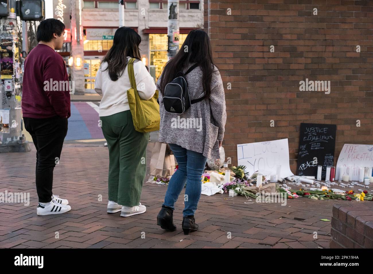 Seattle, USA. 4 Apr, 2023. The Elijah Lewis Memorial on Pine and ...
