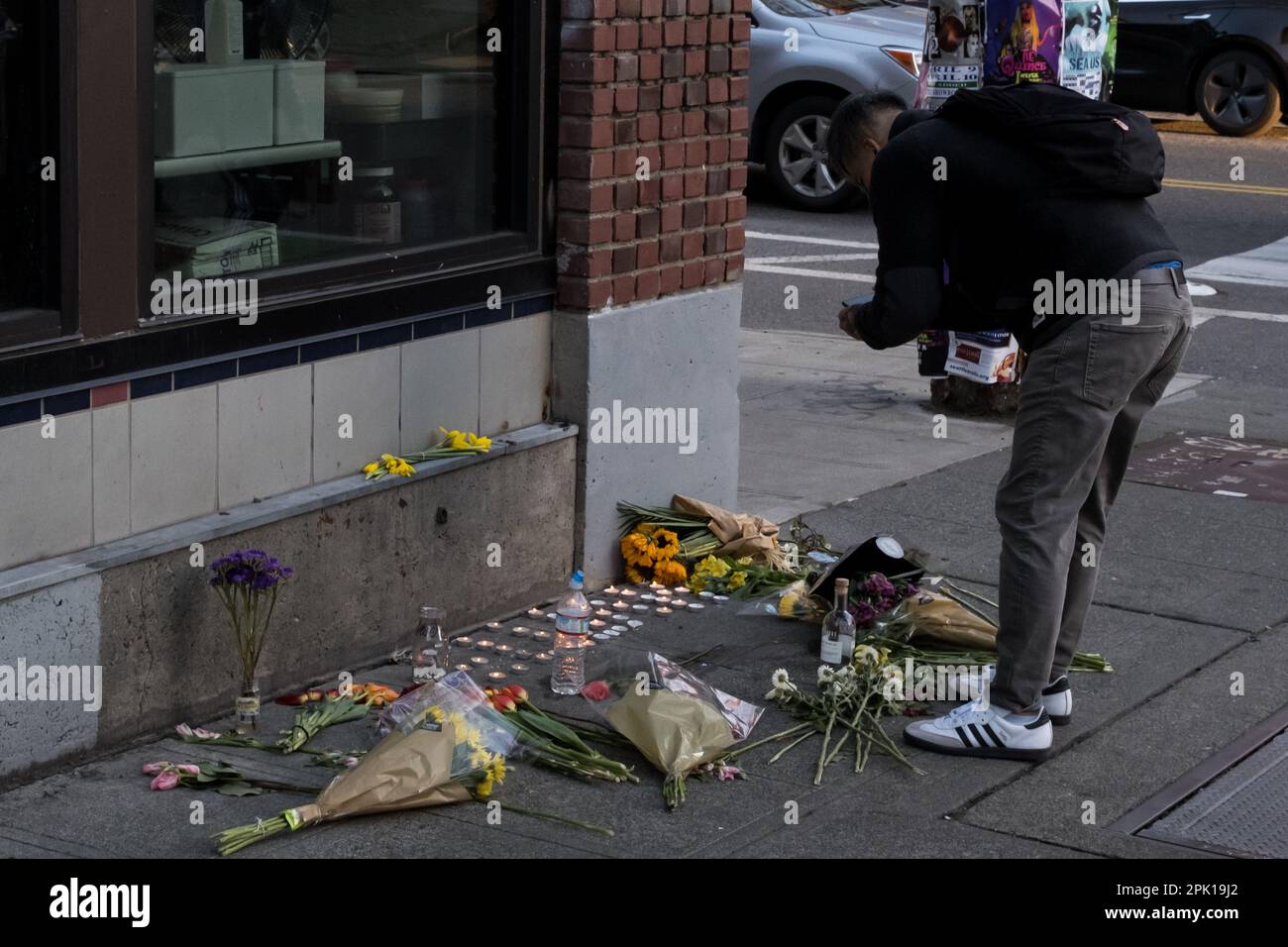 Seattle, USA. 4 Apr, 2023. The Elijah Lewis Memorial on Pike and ...