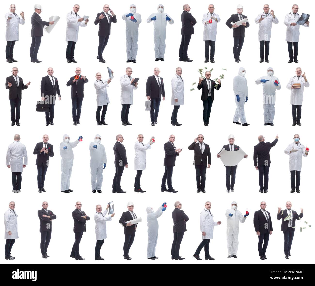 collage of a man in full growth displaying many professions and ...