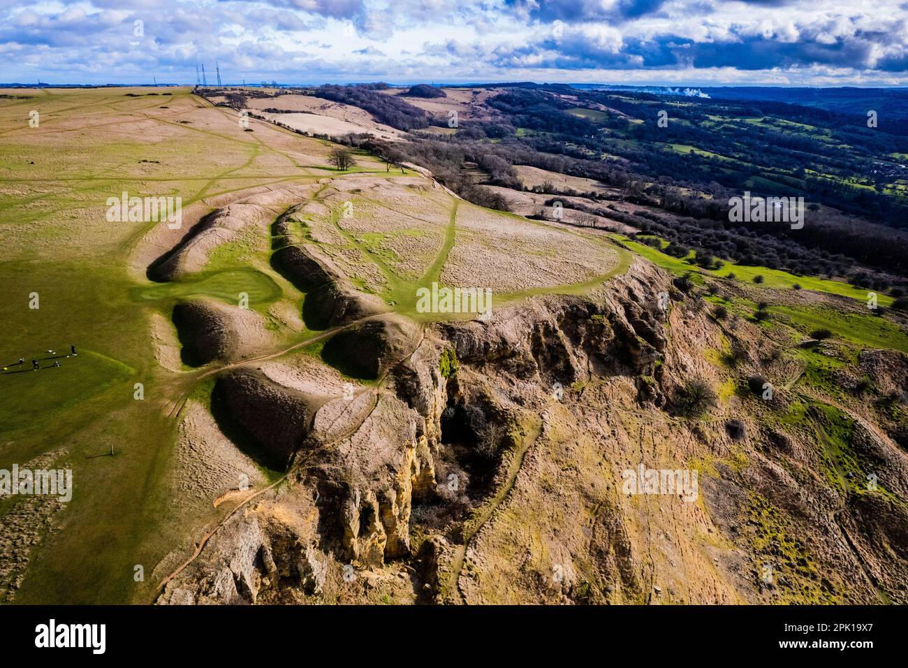 Cleeve Hill iron age fort, UK, aerial photograph Stock Photo - Alamy
