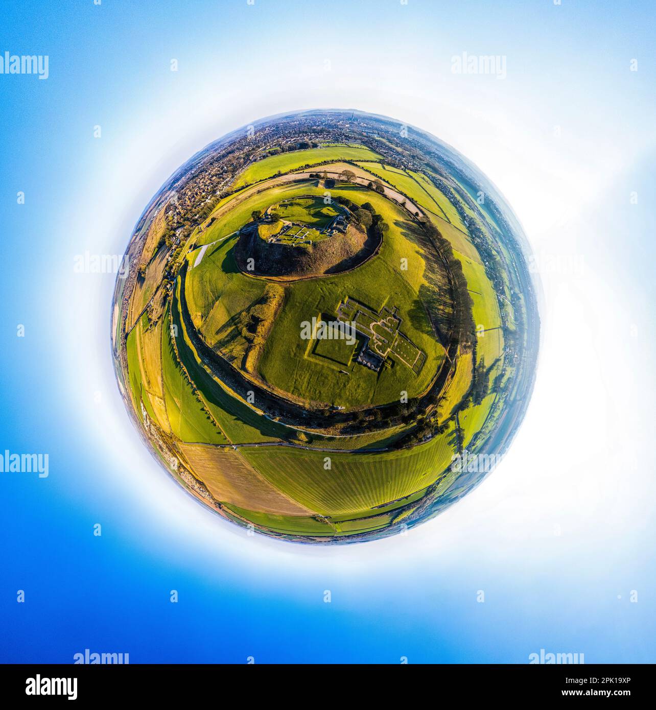 Old Sarum Castle and Abbey ruins, Salisbury, UK, 360 image Stock Photo ...