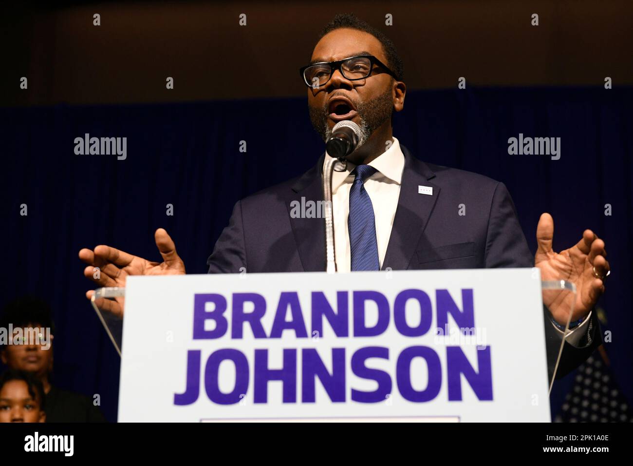 Chicago Mayor-elect Brandon Johnson celebrates with supporters after ...