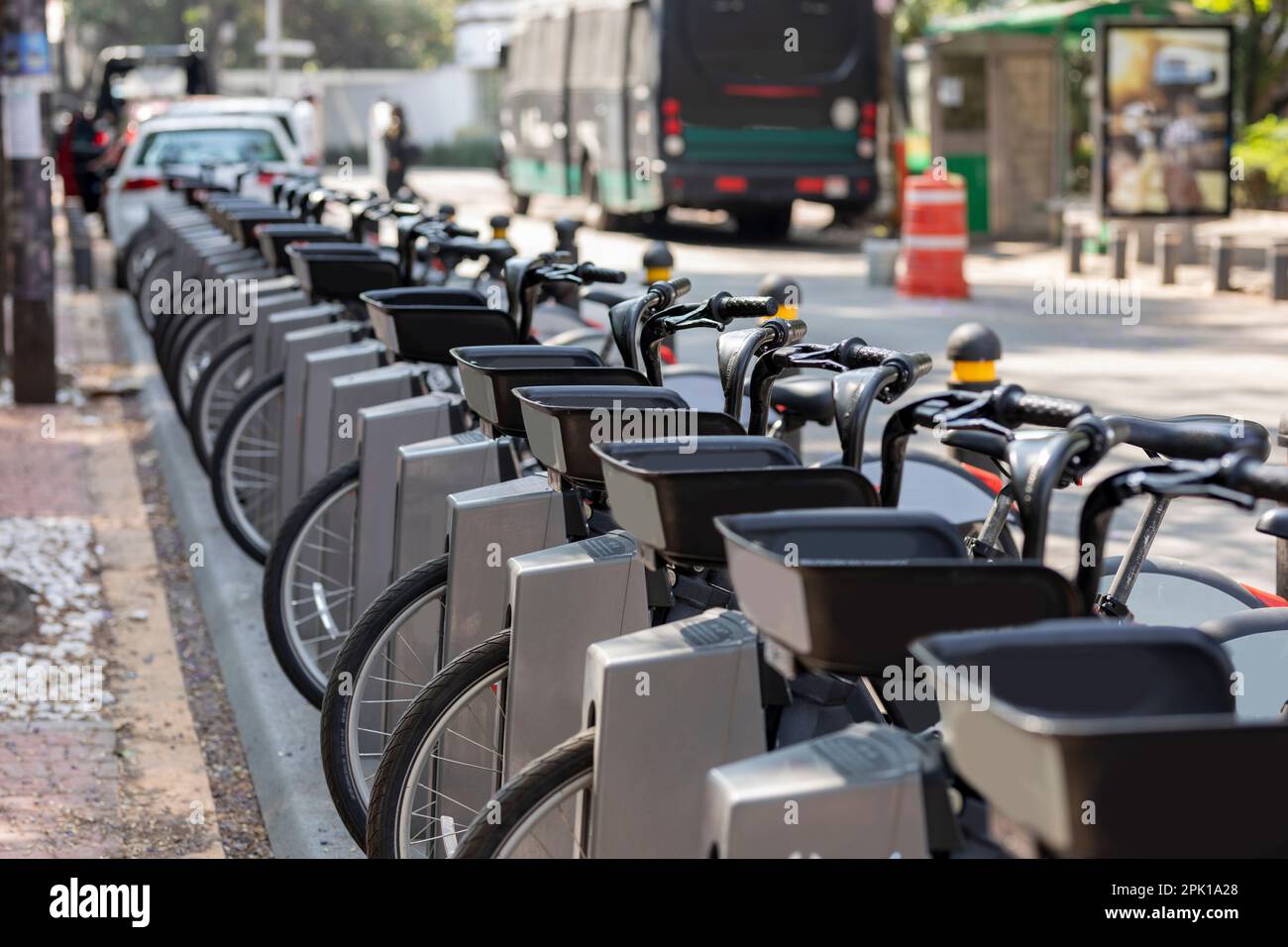 Bike rental station in Mexico City Stock Photo - Alamy