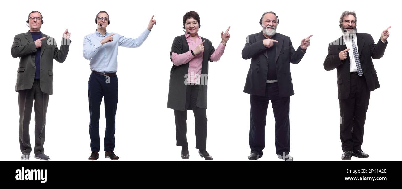 group of business people with microphone isolated Stock Photo - Alamy