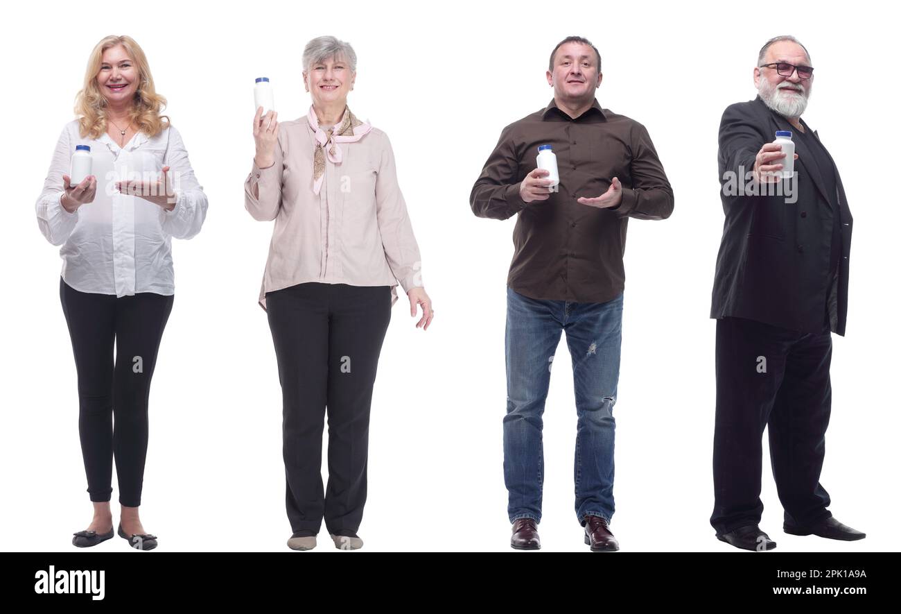 group of people taking a pill isolated Stock Photo - Alamy