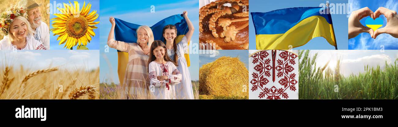 Collage with different beautiful photos devoted to Ukrainian culture ...