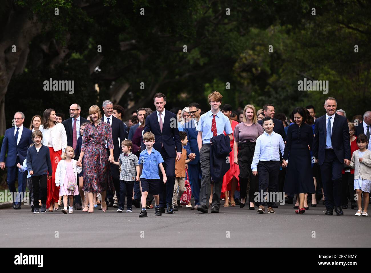 NSW Premier Chris Minns (centre) arrives with fellow cabinet ministers ...