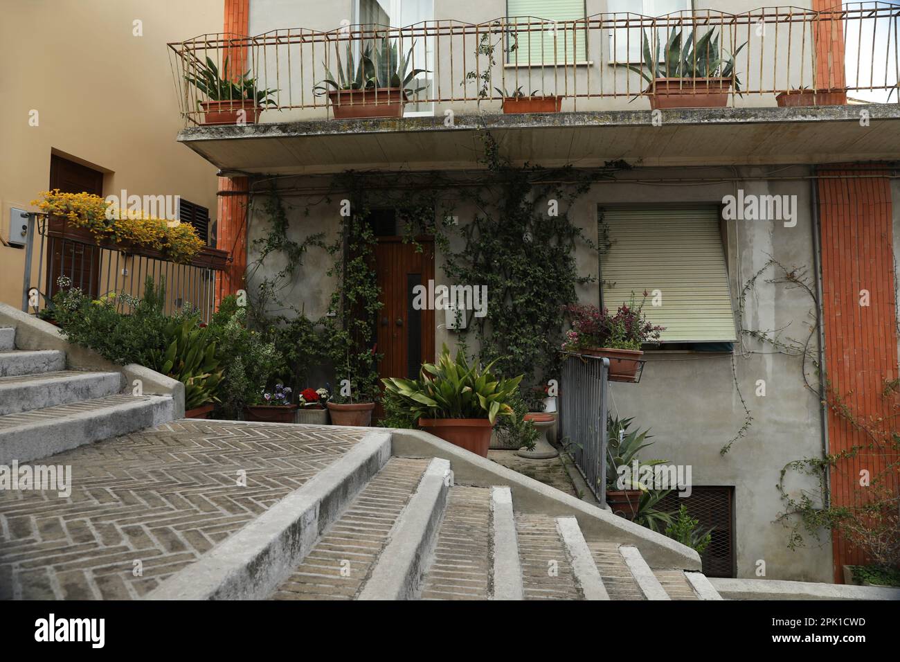 Old city street with beautiful building and stairs Stock Photo - Alamy