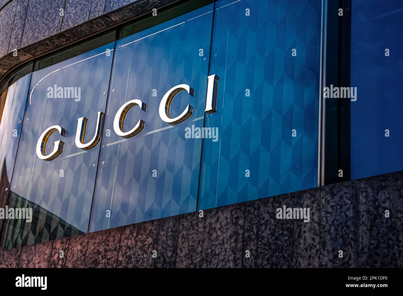 Warshaw, Poland - May 14, 2022: Facade of Gucci fashion store Stock ...