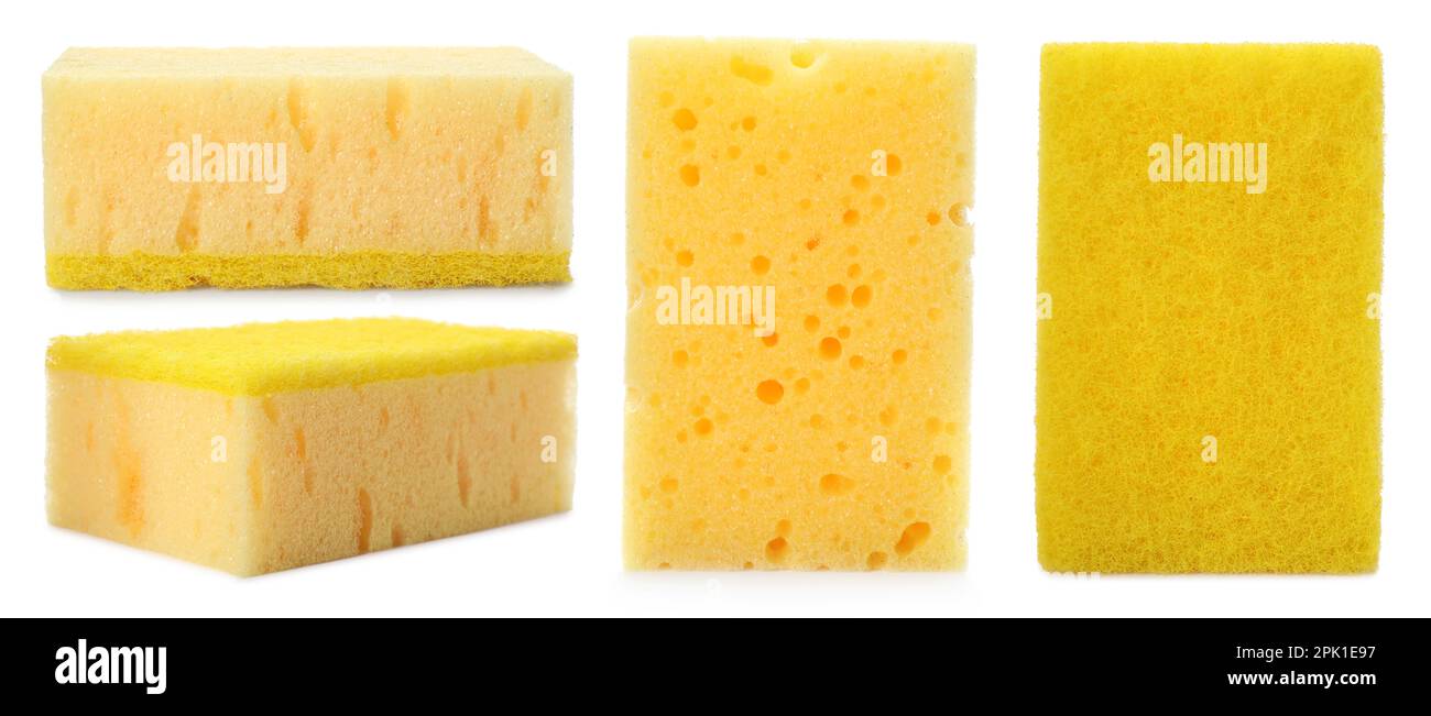 Set with cleaning sponges on white background. Banner design Stock ...