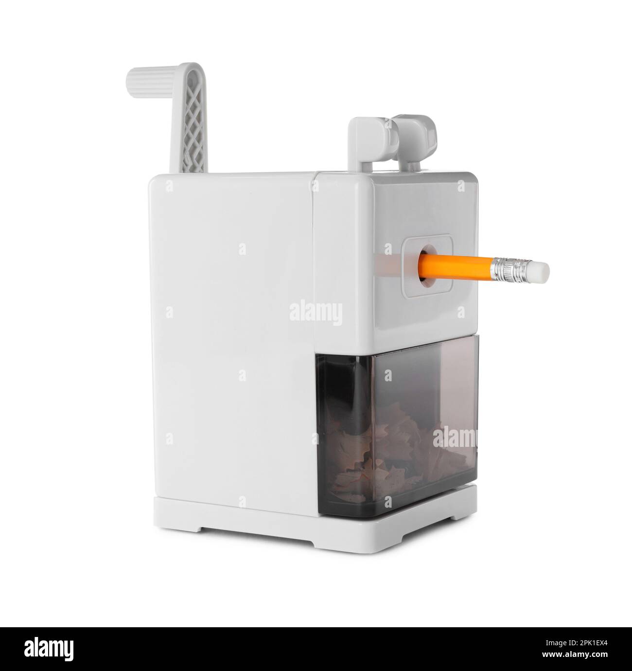 Mechanical rotary sharpener with pencil isolated on white Stock Photo ...