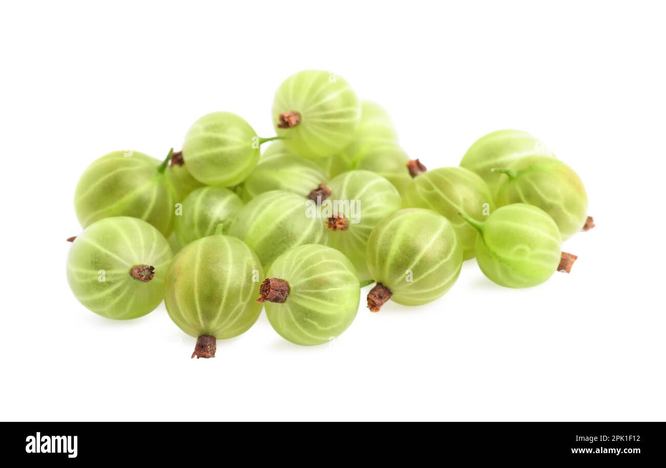 Pile of fresh ripe gooseberries on white background Stock Photo - Alamy