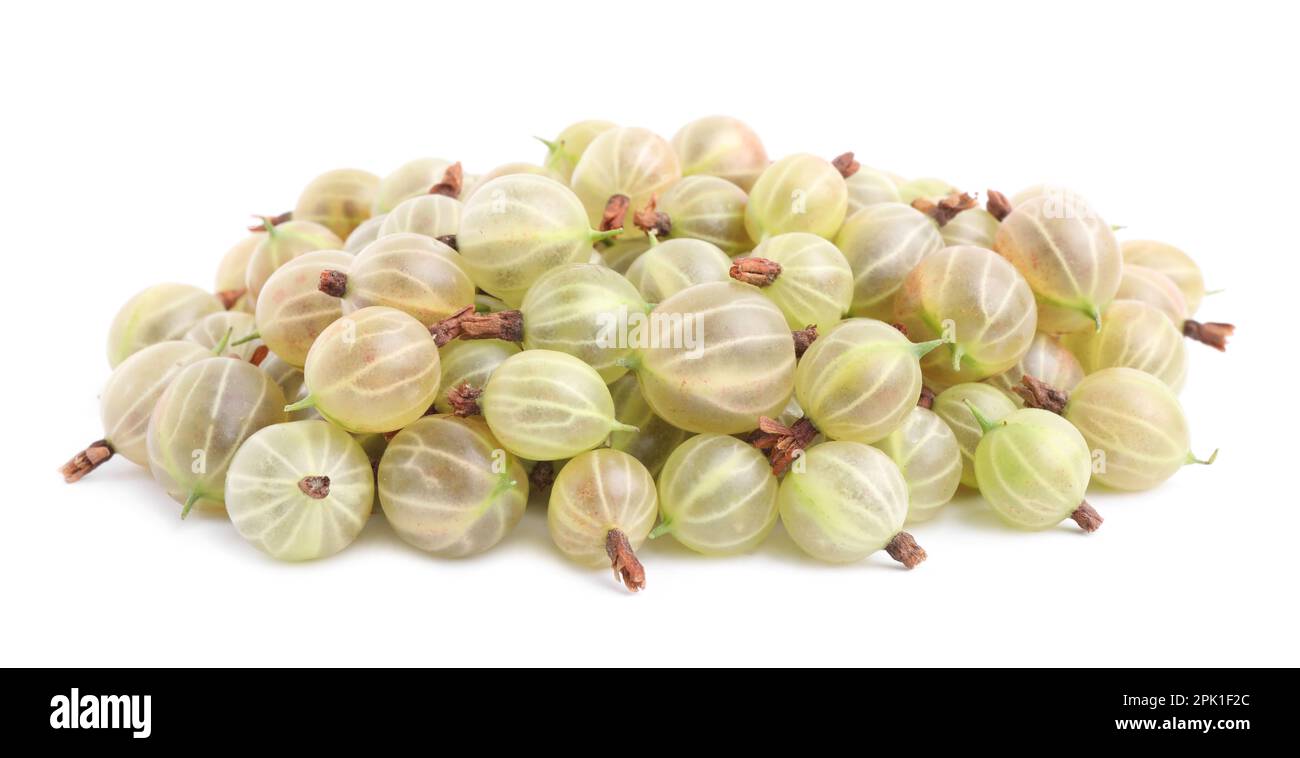 Pile of fresh ripe gooseberries on white background Stock Photo - Alamy
