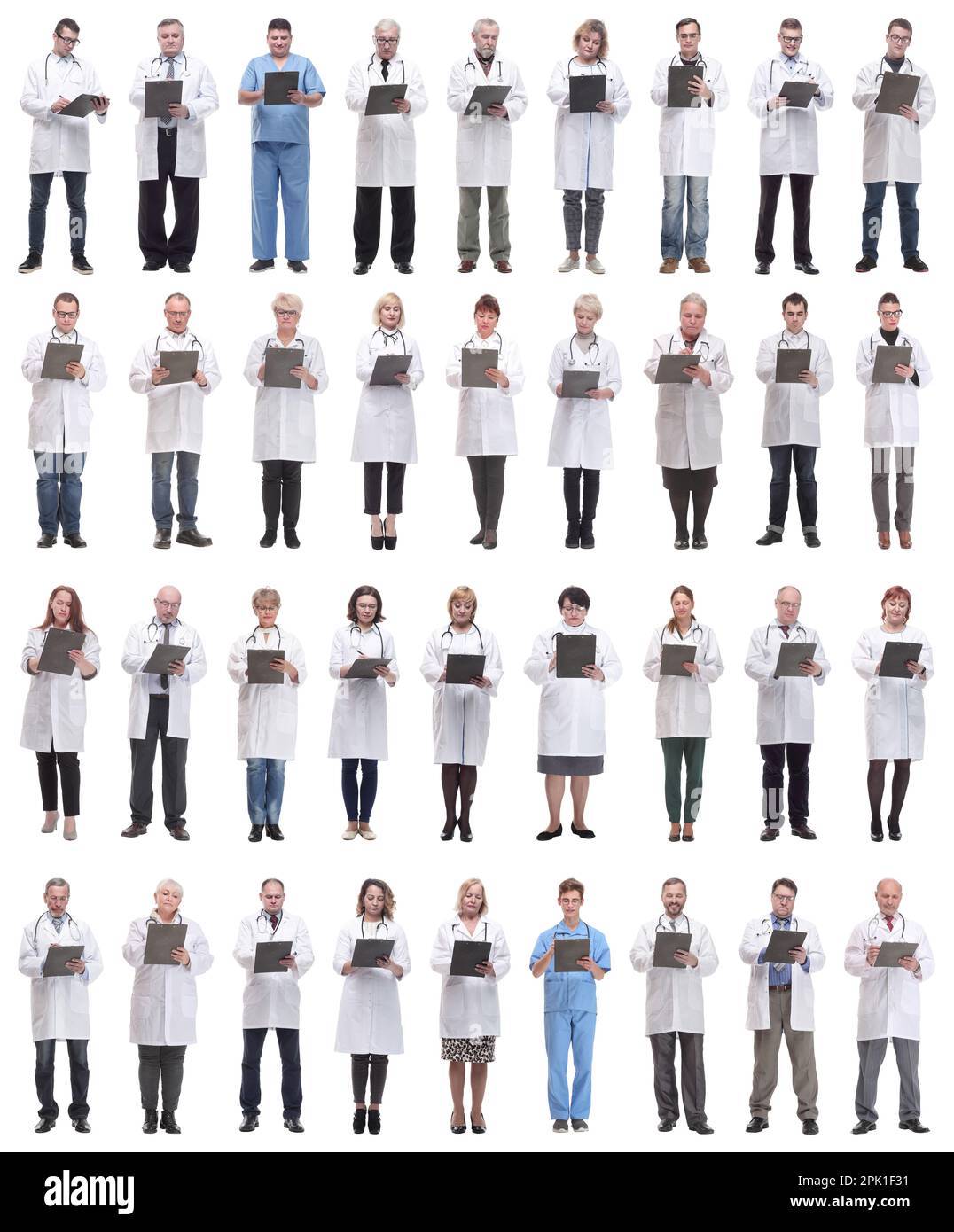 full length group of doctors with notepad isolated Stock Photo - Alamy