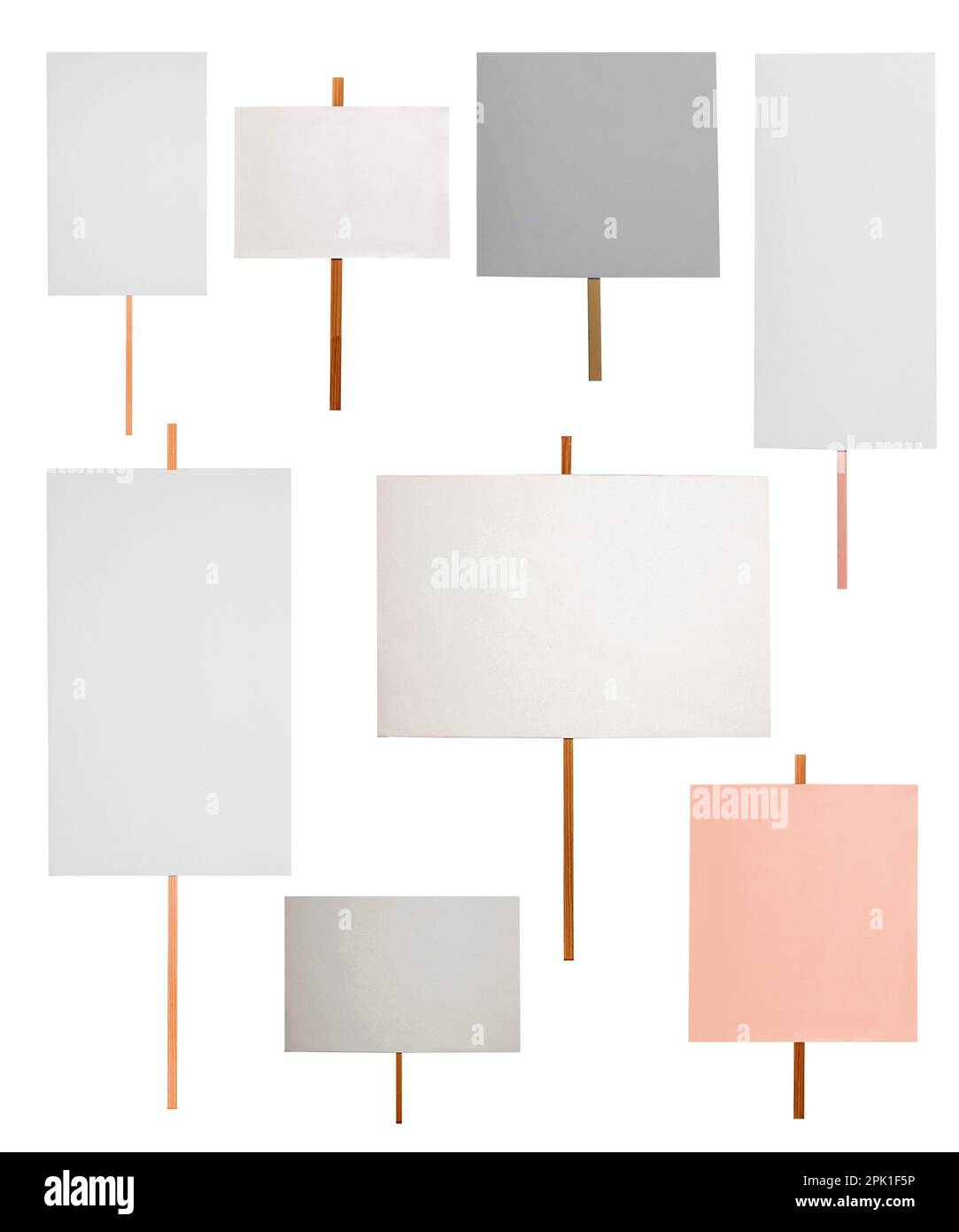 Set with different blank protest signs on white background Stock Photo ...